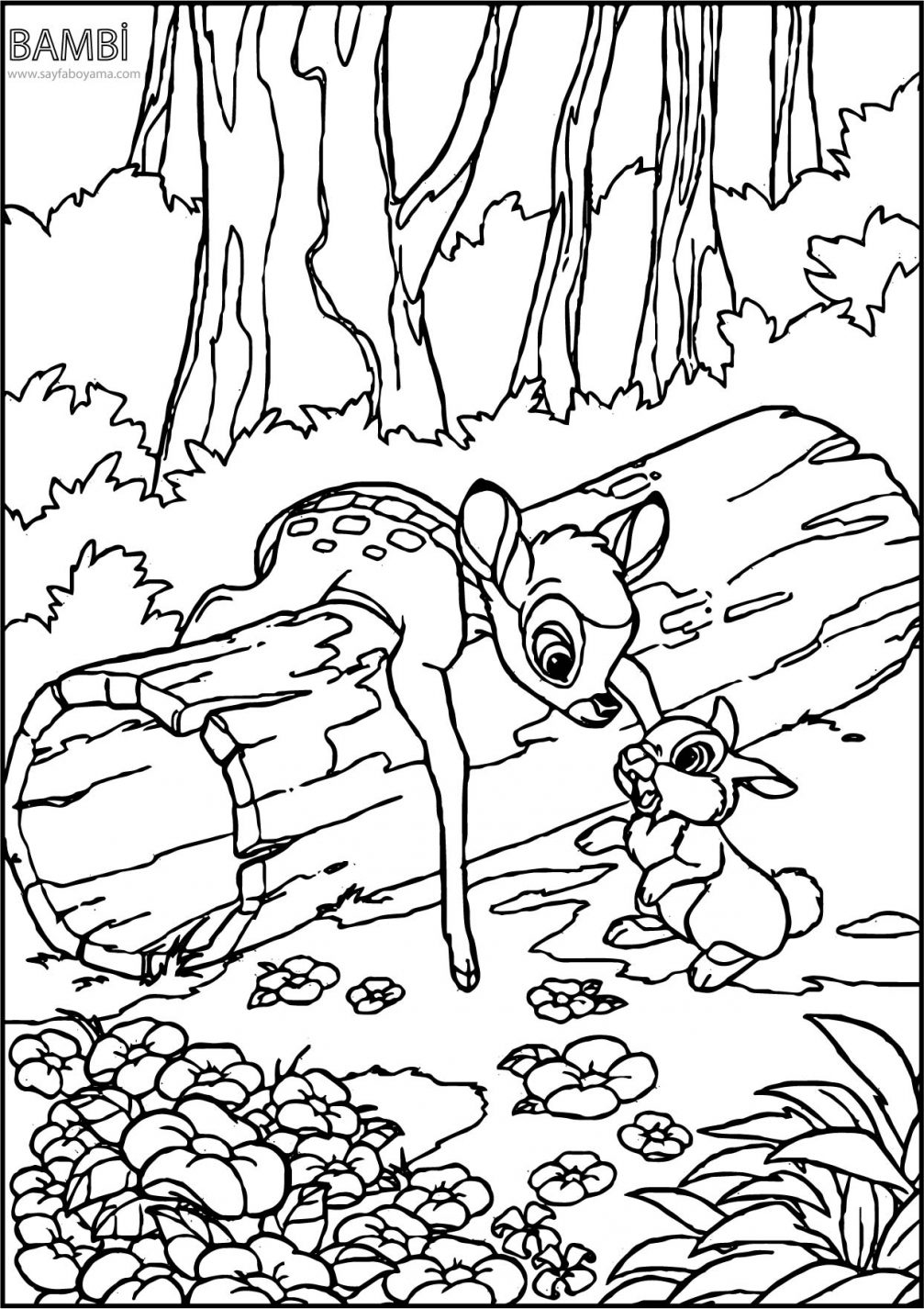 Bambi Ağaç Boyama Sayfası - Sayfa Boyama